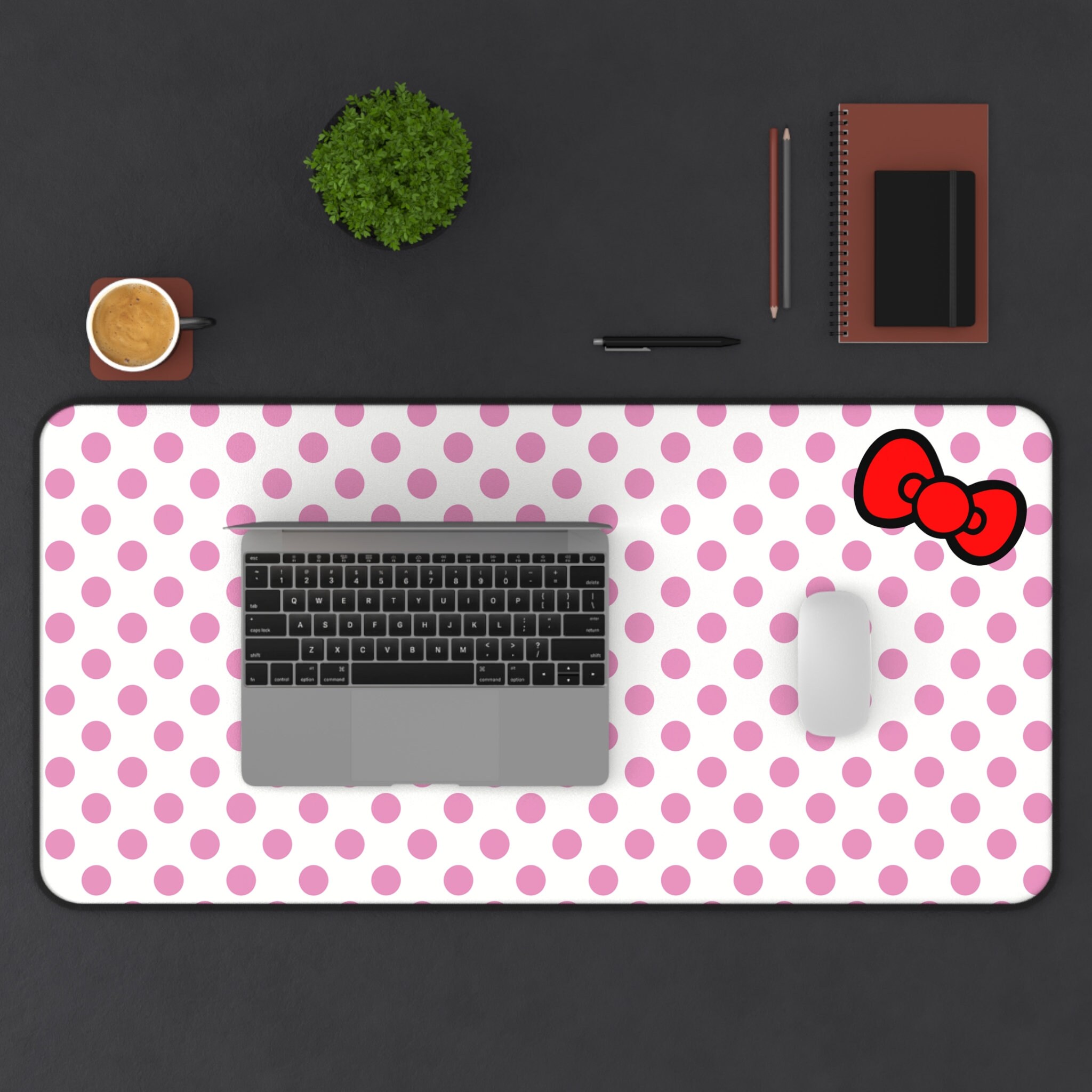 Hello Kitty Mouse Pad Pink Polka Dots Bow Sanrio Desk Mat Gaming Setup ...