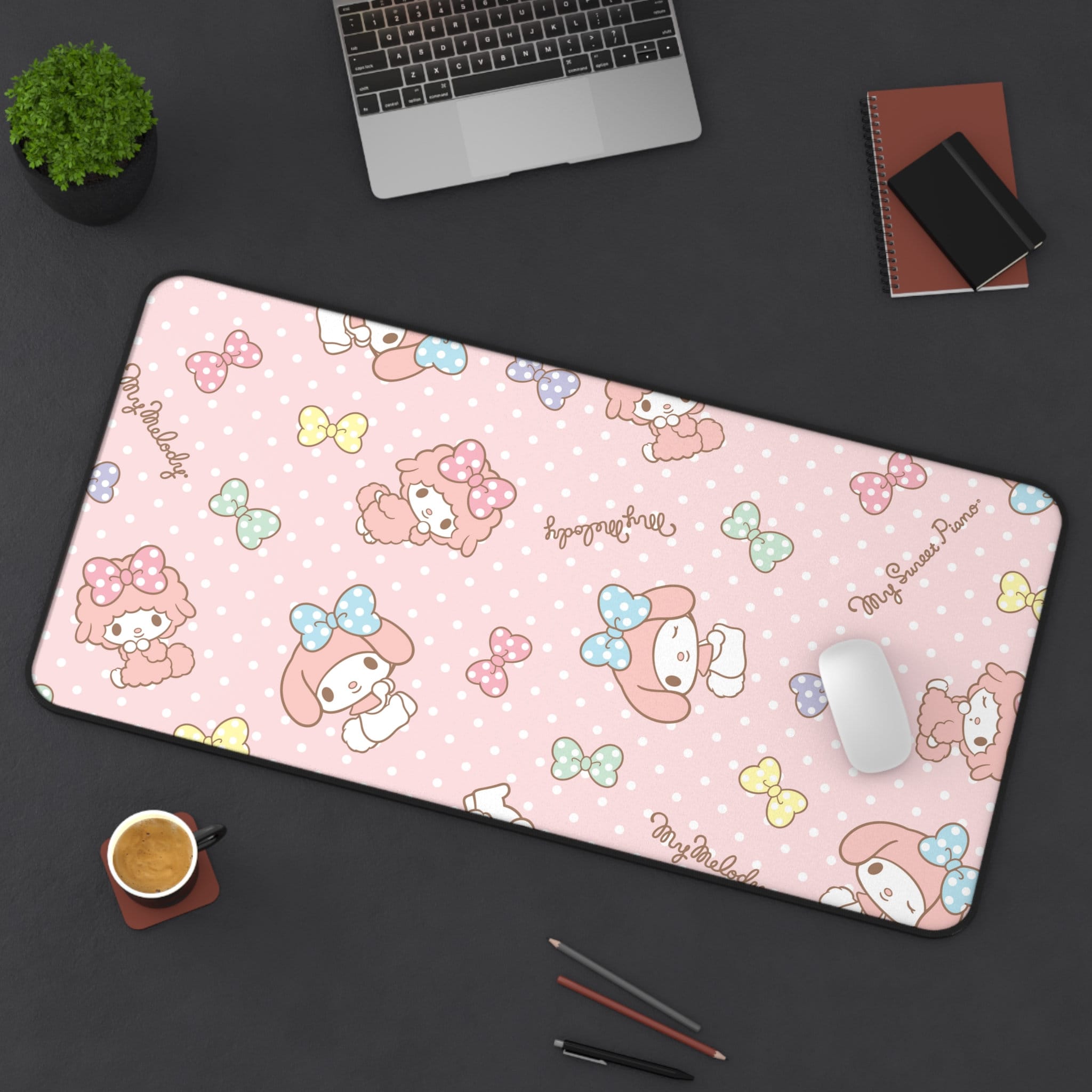 My Melody Mouse Pad My Melody Pink Bow Polka Dot Sanrio Desk Mat Gaming ...
