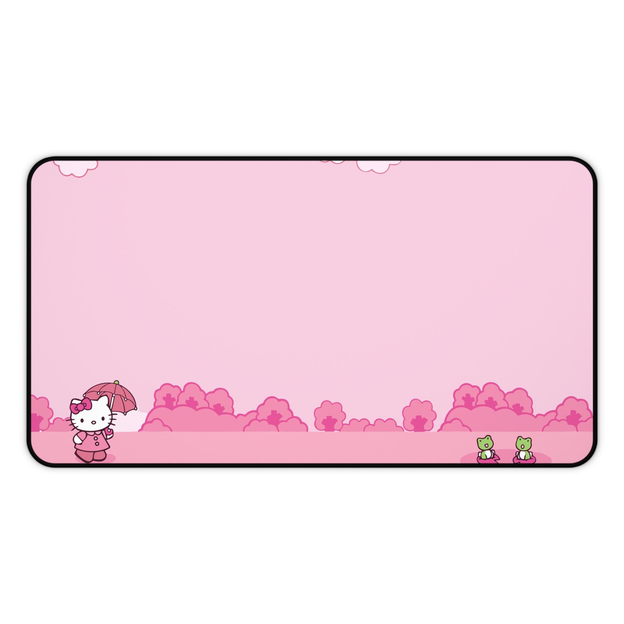 Hello Kitty Mouse Pad | Hello Kitty Pink Umbrella and Frogs | Sanrio Desk Mat Gaming Setup ...
