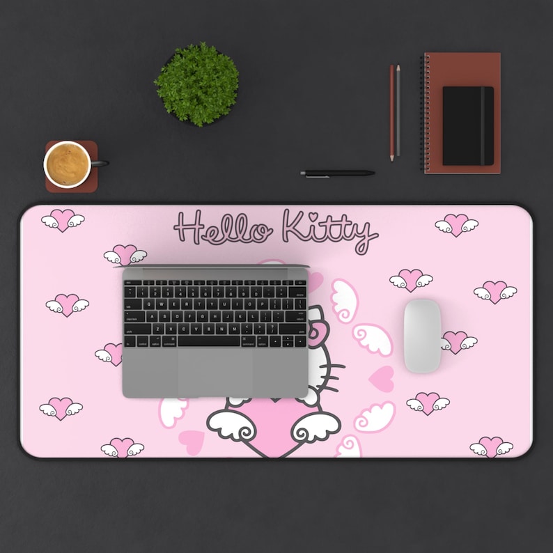 Hello Kitty Mouse Pad | Hello Kitty Pink Hearts and Wings | Sanrio Desk ...