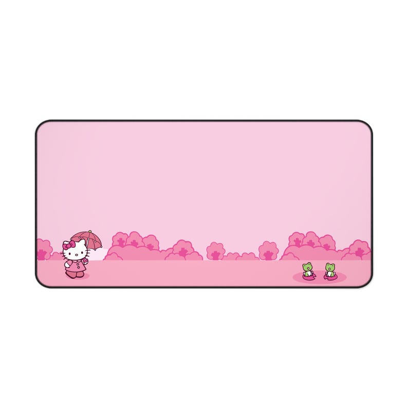 Hello Kitty Mouse Pad | Hello Kitty Pink Umbrella and Frogs | Sanrio ...