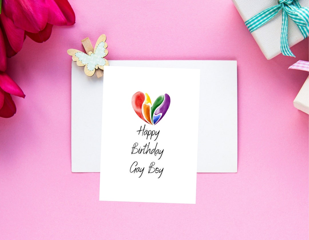 Happy Birthday Gay Boy, LGBTQ Birthday Card, Gay Birthday Card, Queer ...