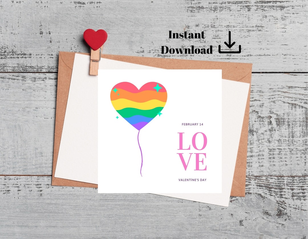 LGBTQ Happy Valentine's Day Card, Gay Happy Valentine's Day Printable ...