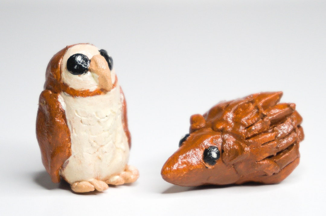 Two Little Forest Creatures- Owl and Hedgehog - Etsy