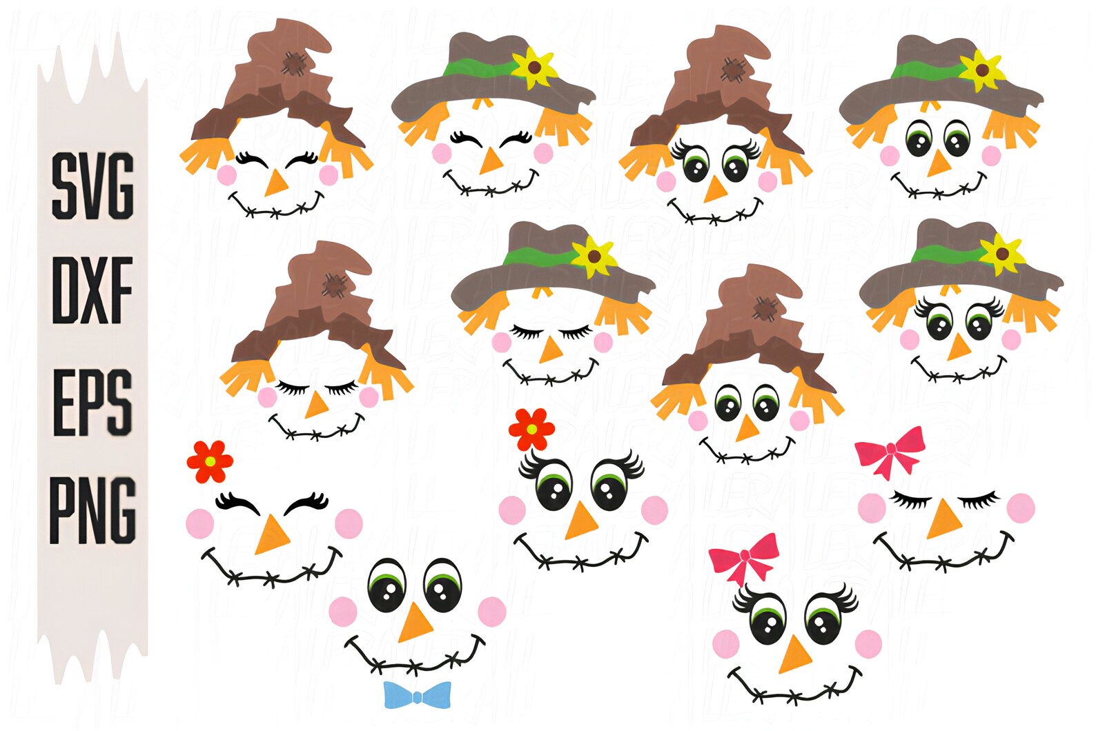 Scarecrow Face Svg, Halloween Svg, Scarecrow Boy and Girl Svg, Spooky ...