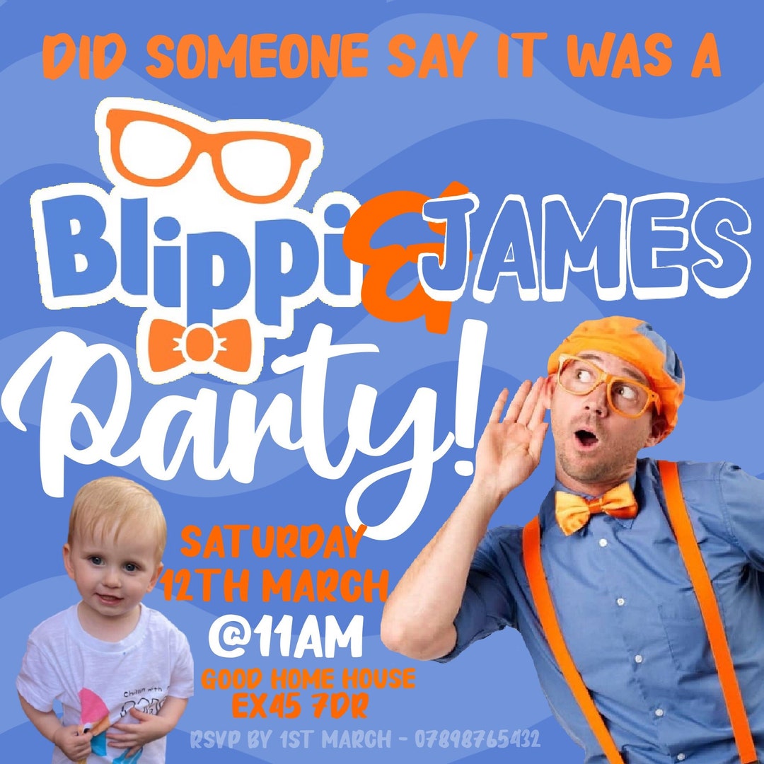 Blippi Themed Party Invite Personalised square DIGITAL - Etsy