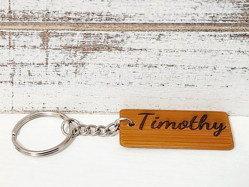 Personalized/labeled Wood Tag Keychain - Etsy