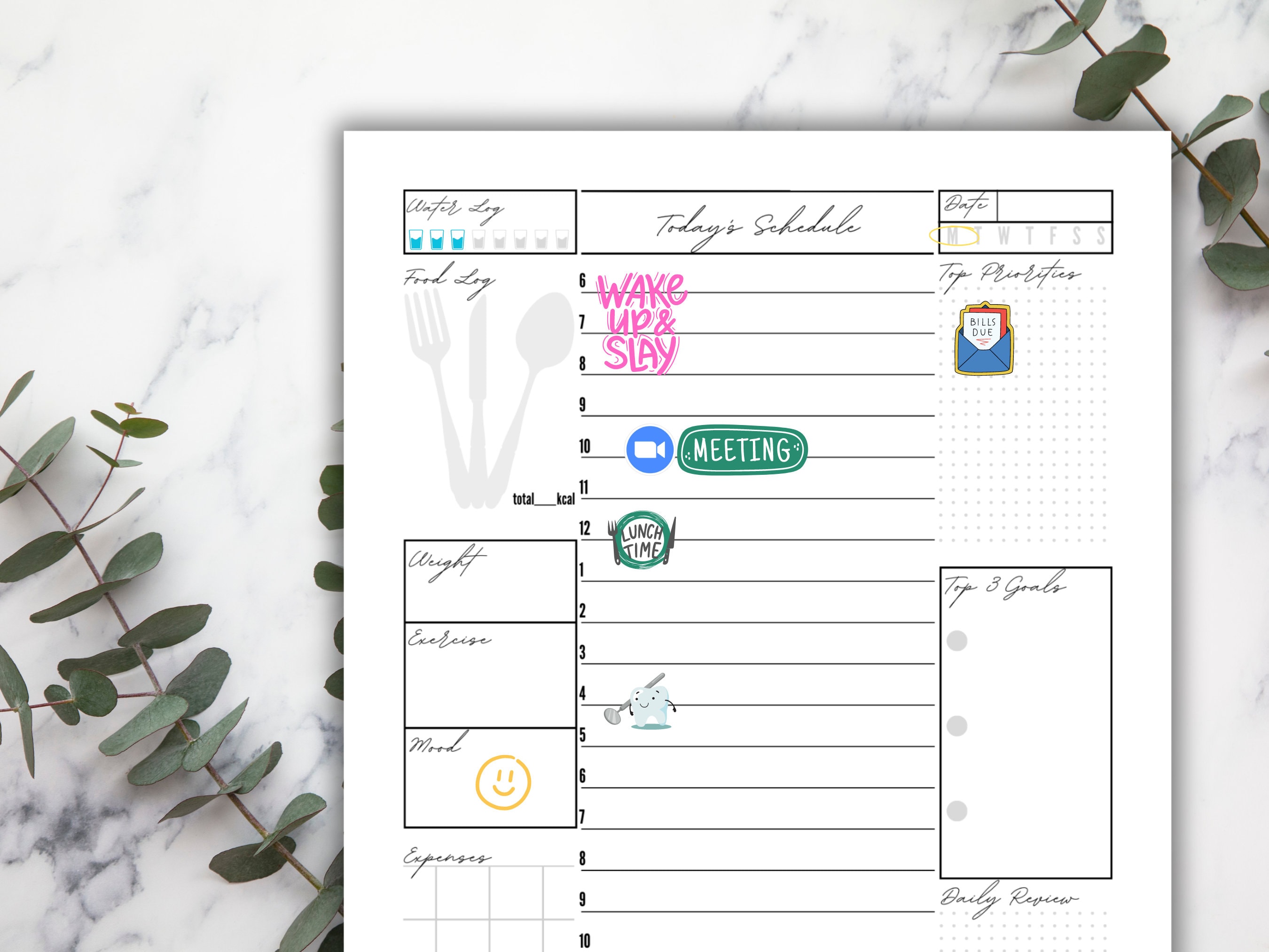 Printable Daily Schedule Productivity Hourly Planner - Etsy