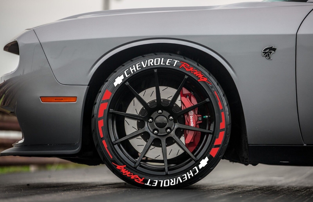 Permanent Chevrolet Racing Tire Lettering Stickers Red Stripe 1.25 ...