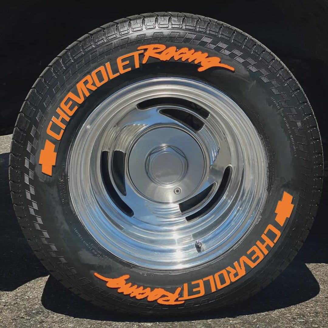 Permanent Chevrolet Racing Orange Tire Lettering Stickers: 14-22 ...