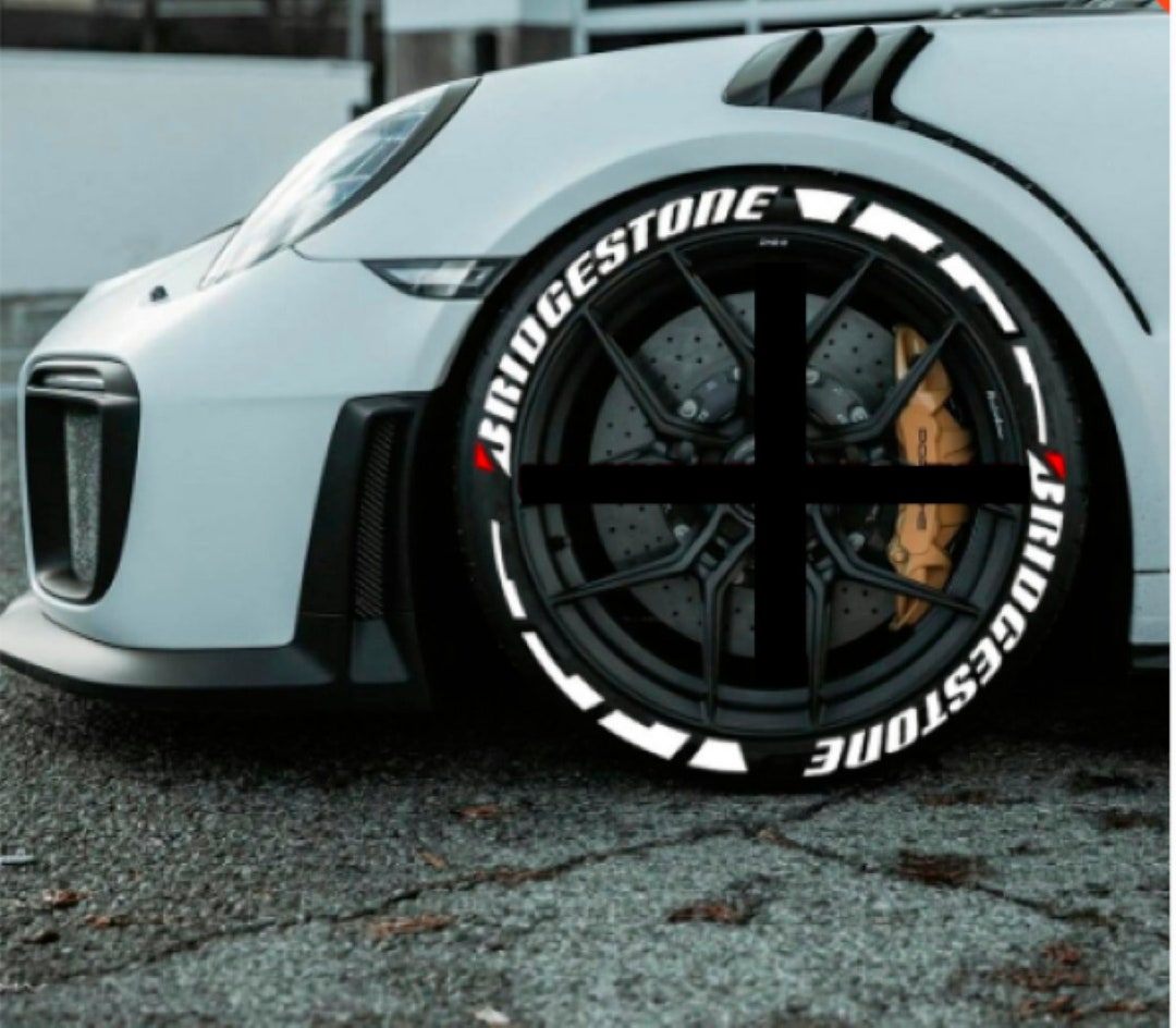 Permanent Bridgestone Tire Lettering Stickers White Stripe 1.25 ...
