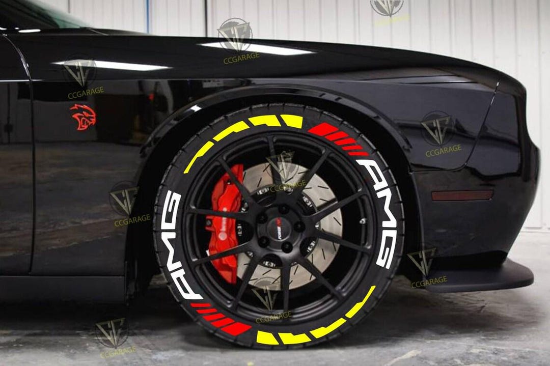 Permanent AMG Tire Lettering Stickers Stripe 1.25" Letters for 14" to ...