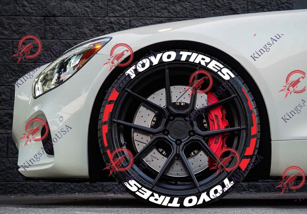 Permanent Toyo Tires Tire Lettering Stickers Red Stripe 1.25″ Fits 14 ...