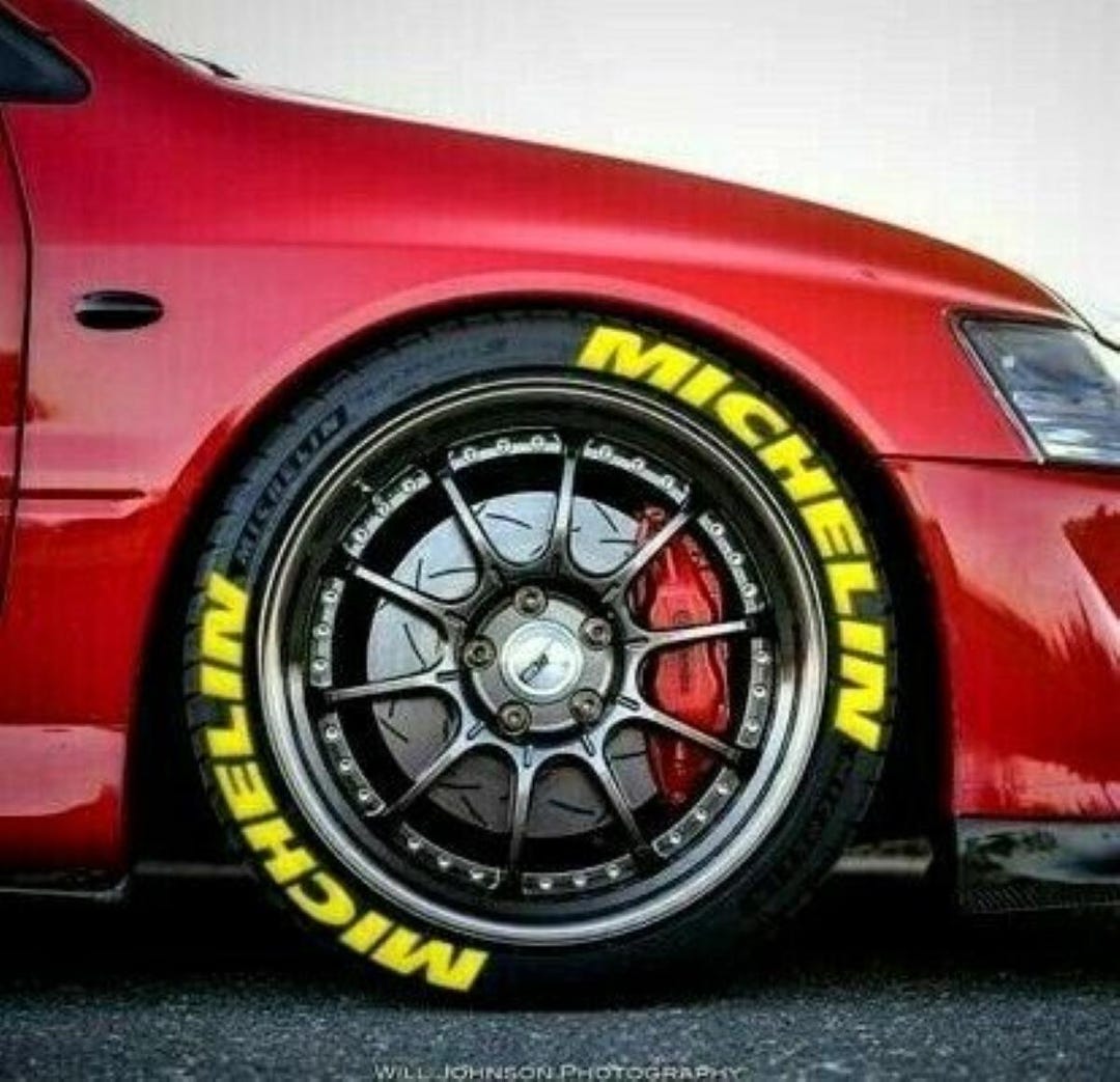 Michelin Yellow Tire Lettering Stickers: Permanent Car Wheel Decals, 14 ...
