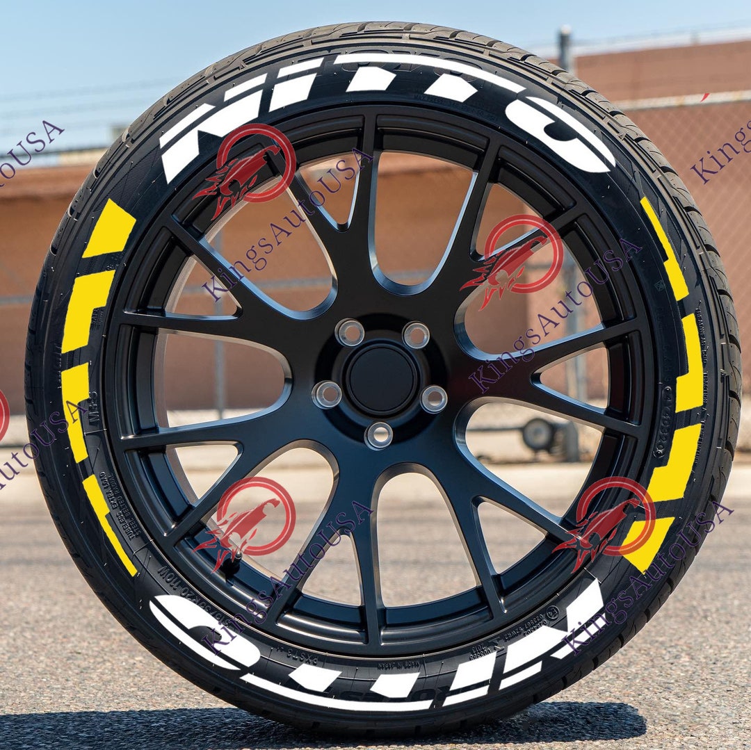 Permanent Nitto Tire Lettering Stickers Yellow Stripe 1.25″ Fits 14″–22 ...