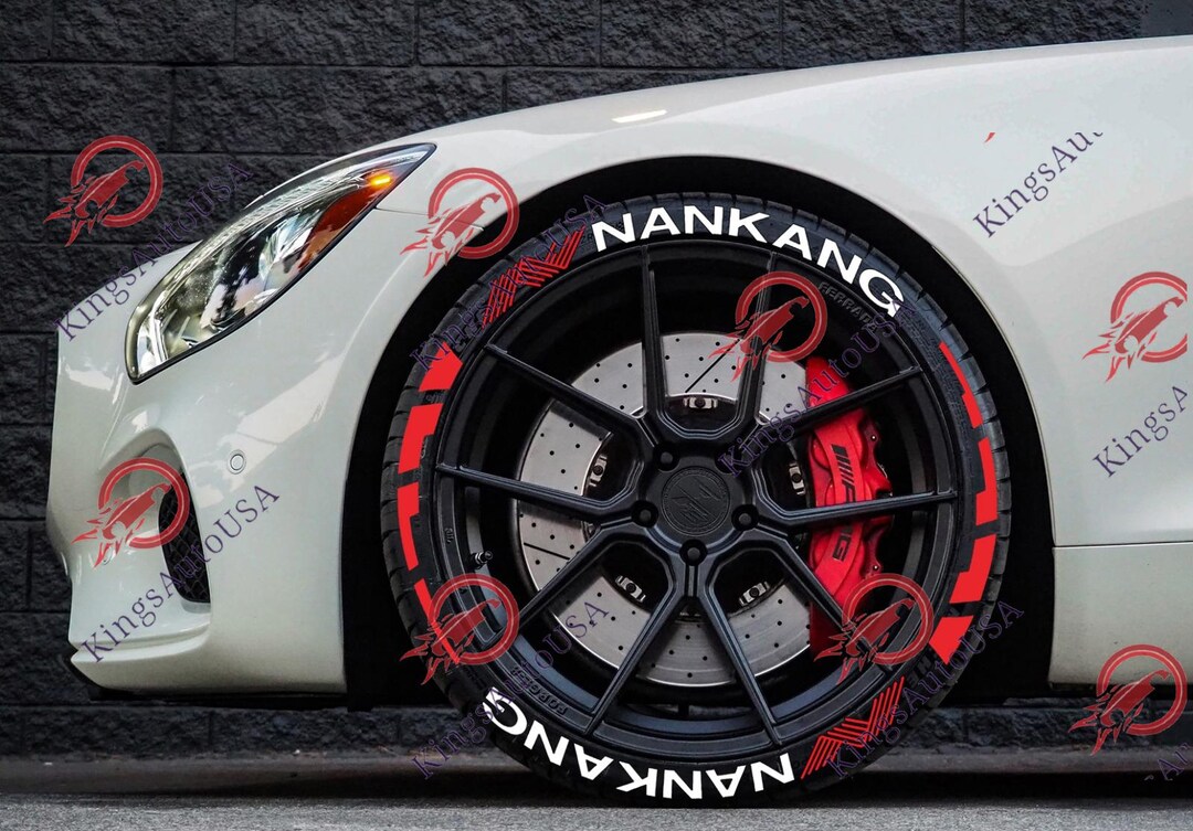 Permanent Nankang Tire Lettering Stickers: Red Stripe Car Wheel Decals ...