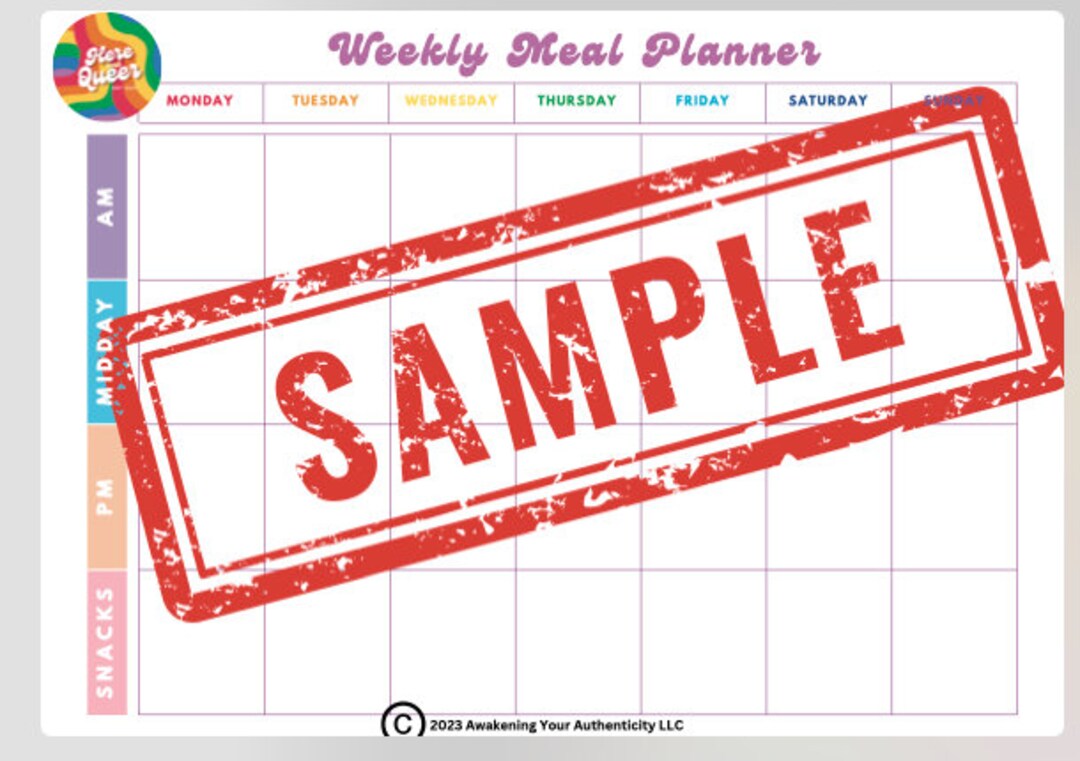 LGBTQ Meal Planner Queer Meal Planner & Shopping Lists - Etsy