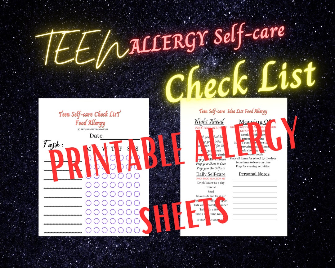Teen Allergy Self-care Checklist Printable Instant Download, Organize ...