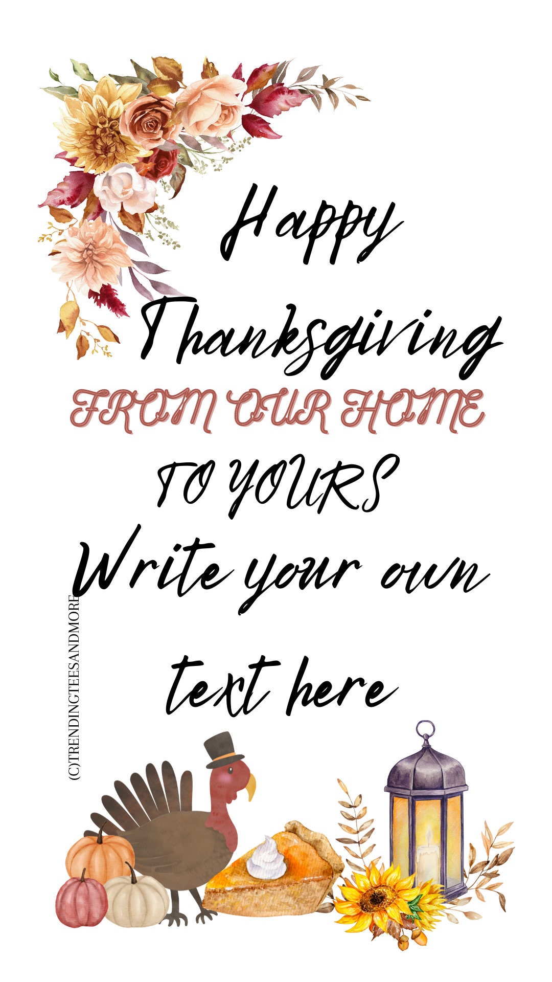 Happy Thanksgiving Greeting Card Turkey Floral Warm Color Pallet ...