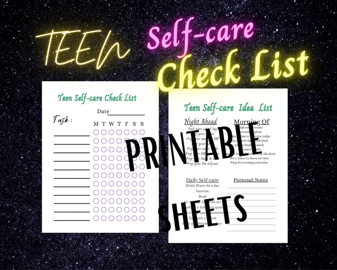 Teen Self-care Check List Printable Instant Download Organize ,self ...