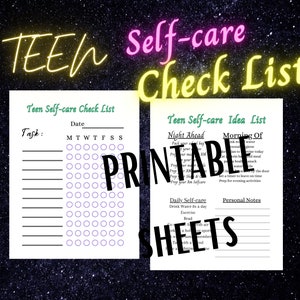 Teen Self-care Check List Printable Instant Download Organize ,self ...