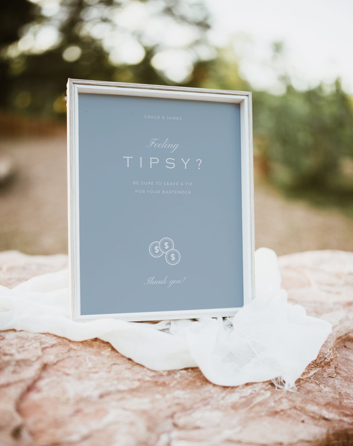 Dusty Blue Tip Your Bartender Sign Template | Wedding Bar Sign | Event ...