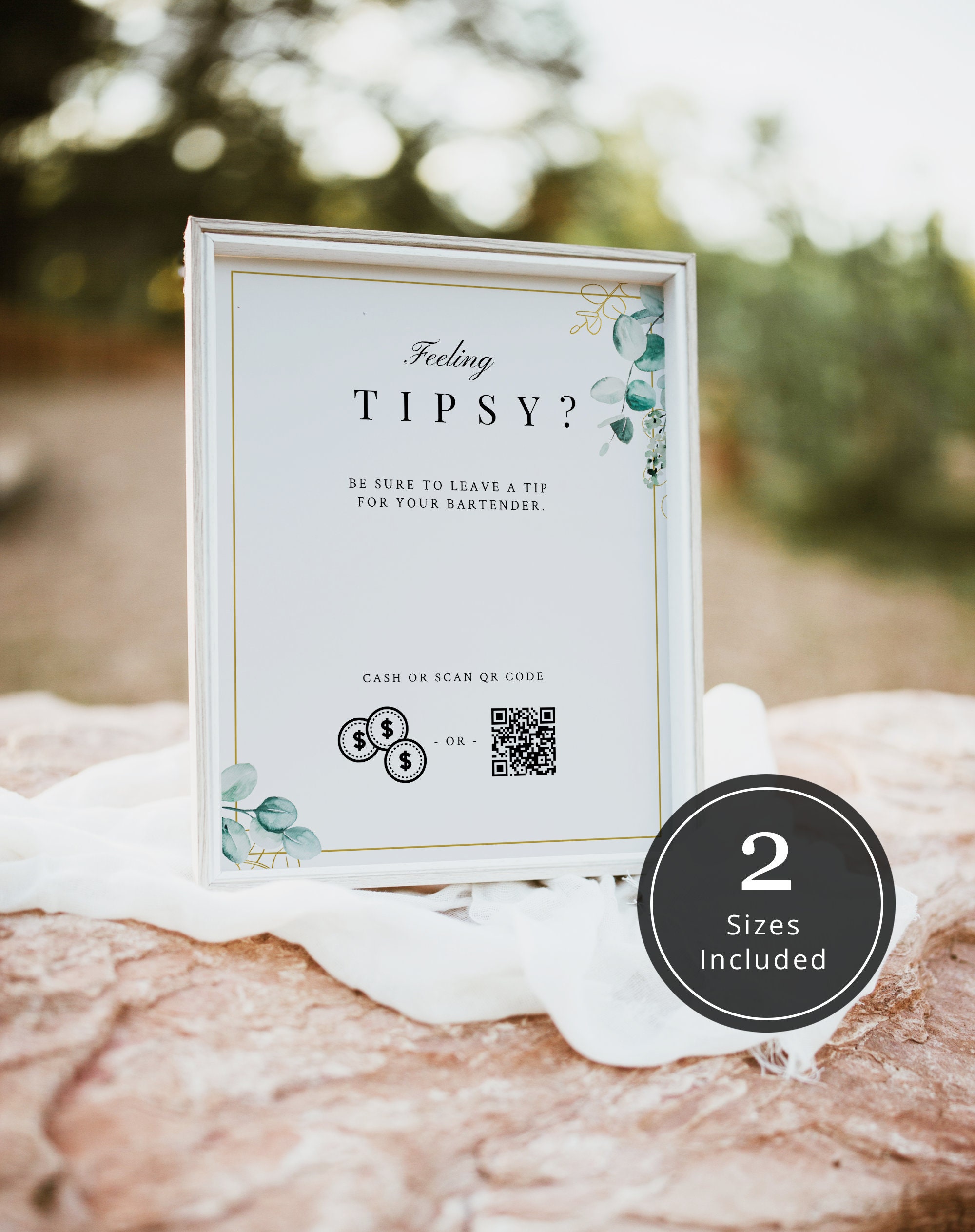 Minimalist Tip Your Bartender Sign Template Feeling Tipsy - Etsy
