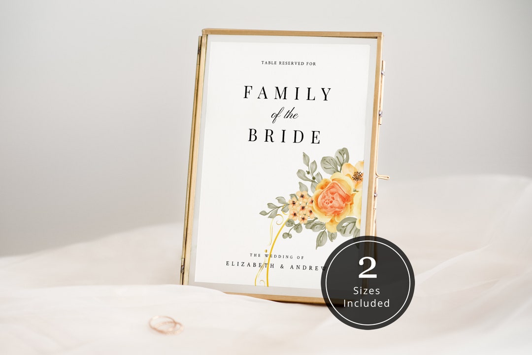 Floral Reserved Sign Wedding Printable | Reserved for Family Table Sign ...