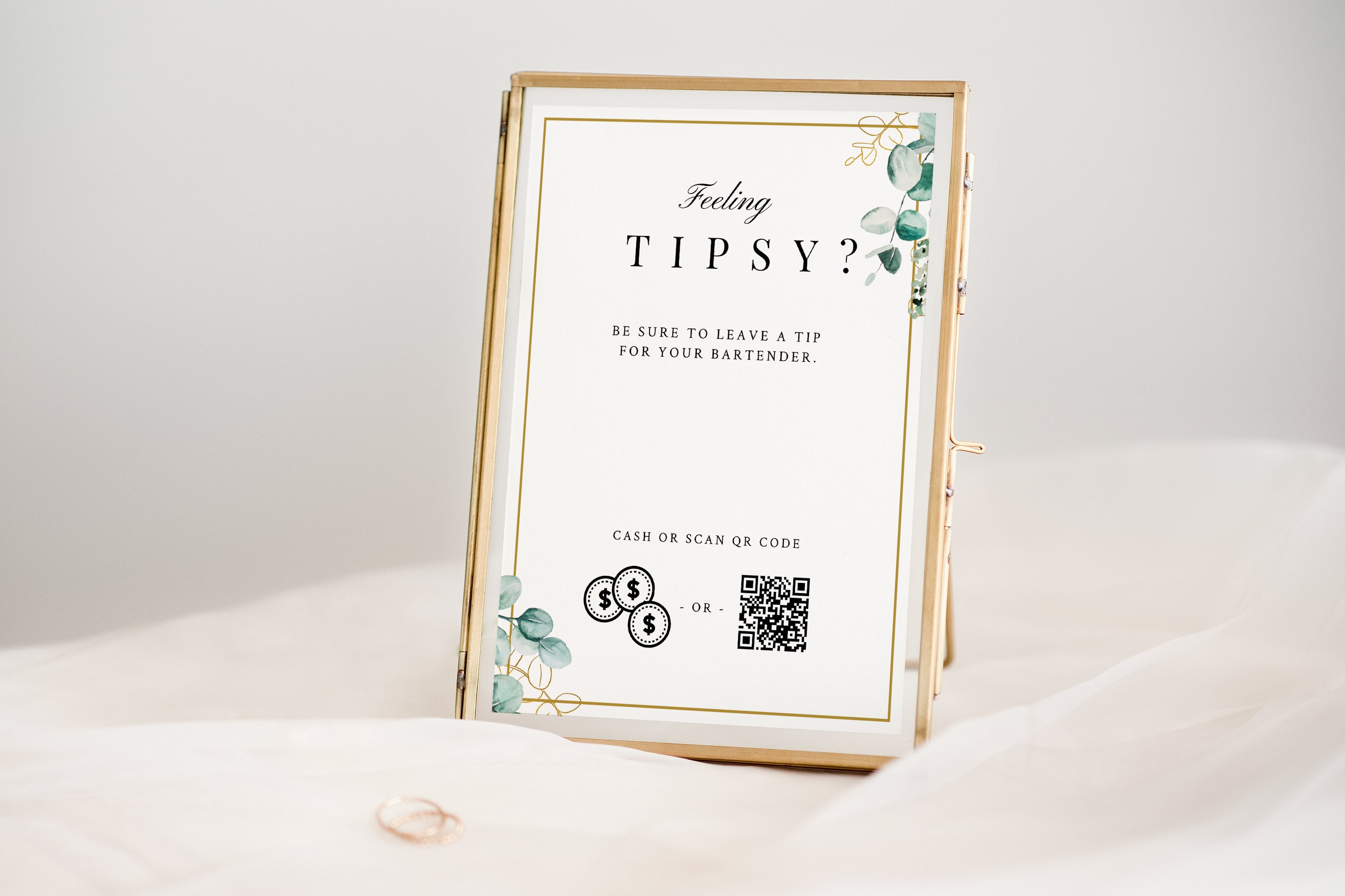 Minimalist Tip Your Bartender Sign Template Feeling Tipsy - Etsy
