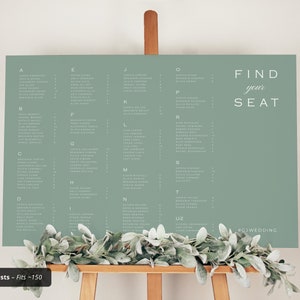 Sage Green Seating Chart | Green Wedding Seating Poster | Sage Table ...