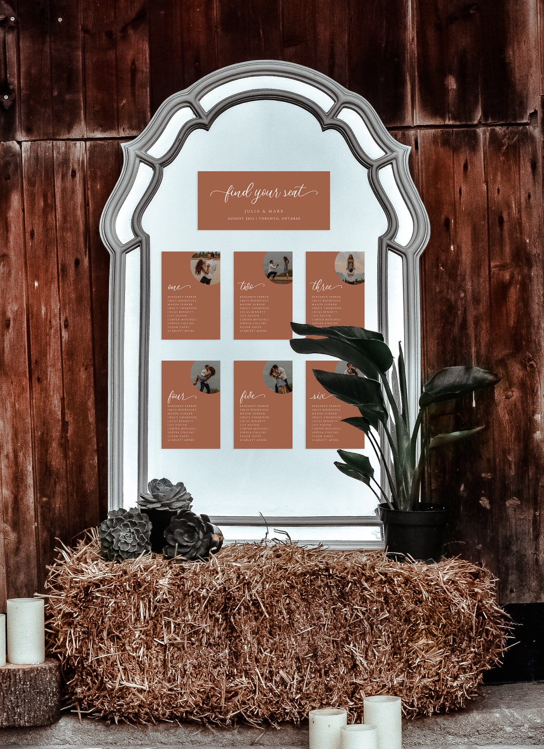 Seating Chart Cards With Picture | Minimalist Wedding Table Seating ...