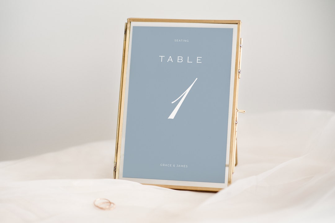 Dusty Blue Wedding Table Number | Blue Table Number Template | Blue ...