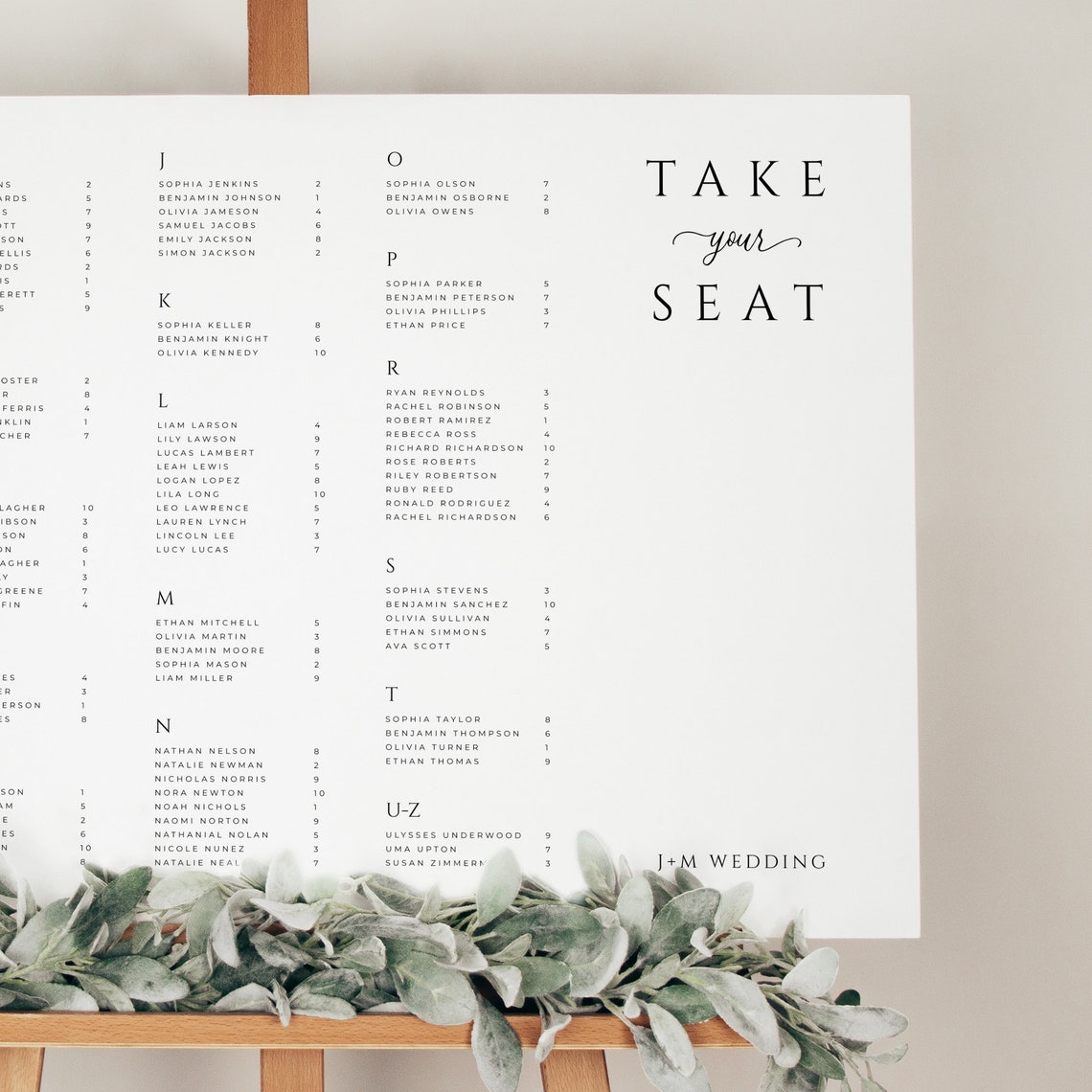Minimalist Wedding Seating Chart Template Simple Modern Seating Chart ...