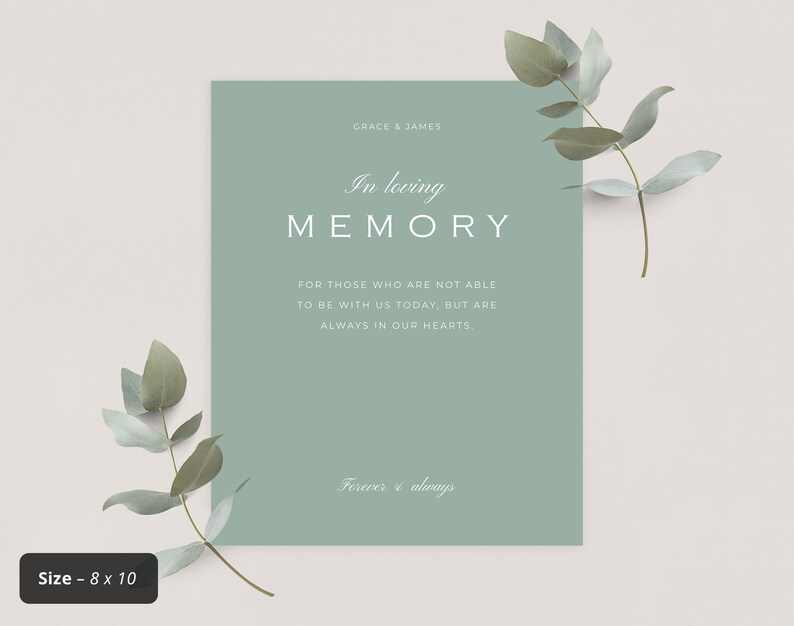 Simple in Loving Memory Sign Wedding Printable Editable in - Etsy