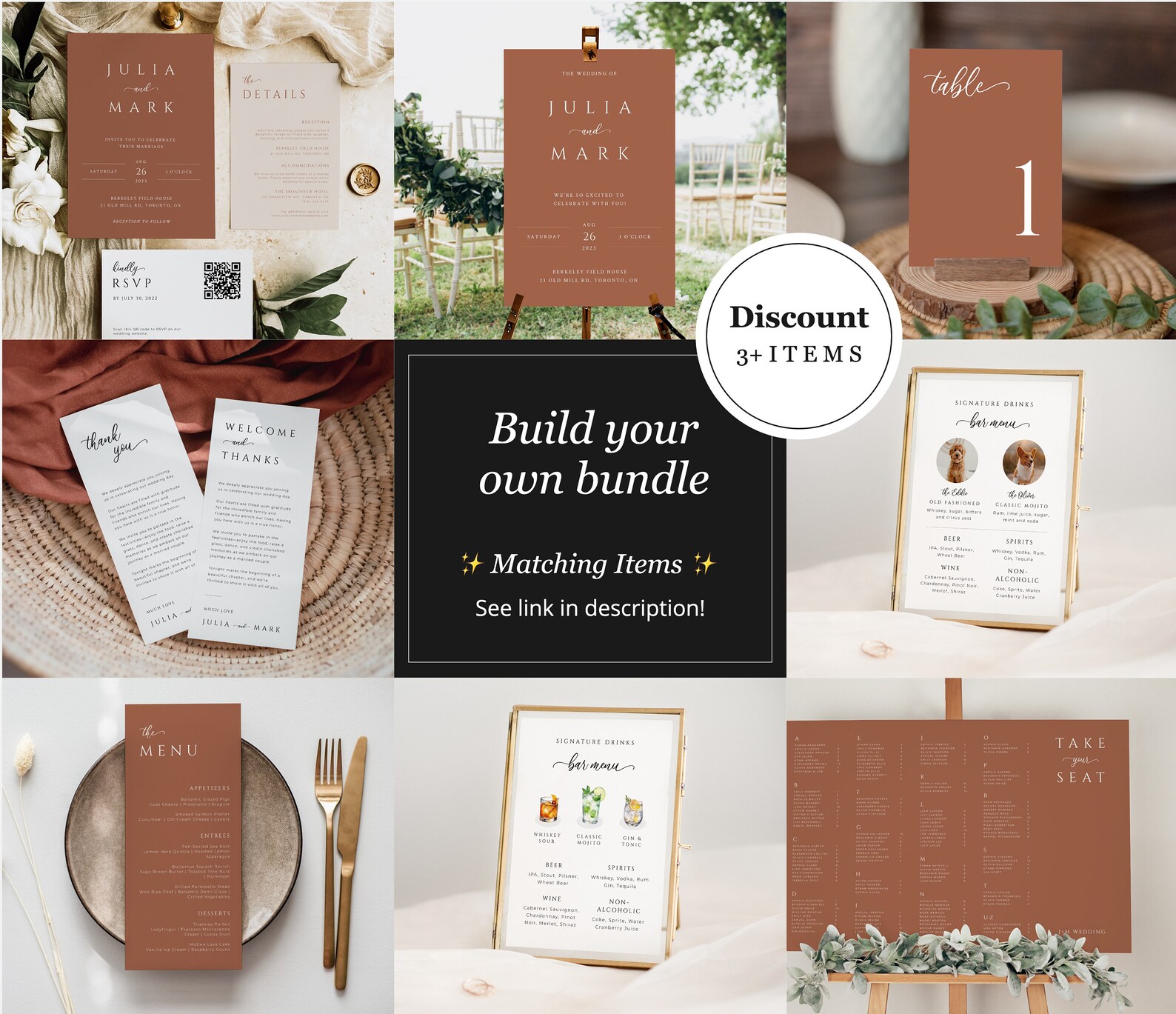 Terracotta Boho Wedding Table Numbers | Simple Table Number Card ...