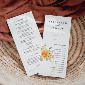 Church Wedding Ceremony Program Template | Floral Church Program ...