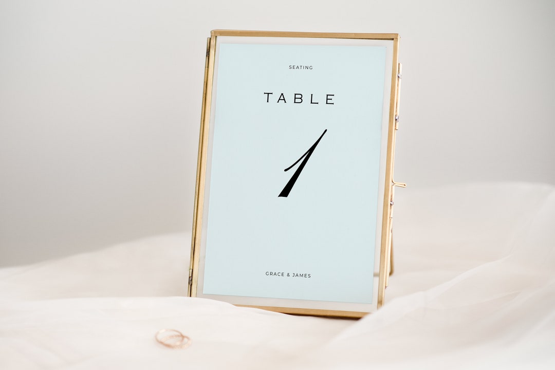 Blue Wedding Table Number Sign | Blue Editable Table Number Download ...