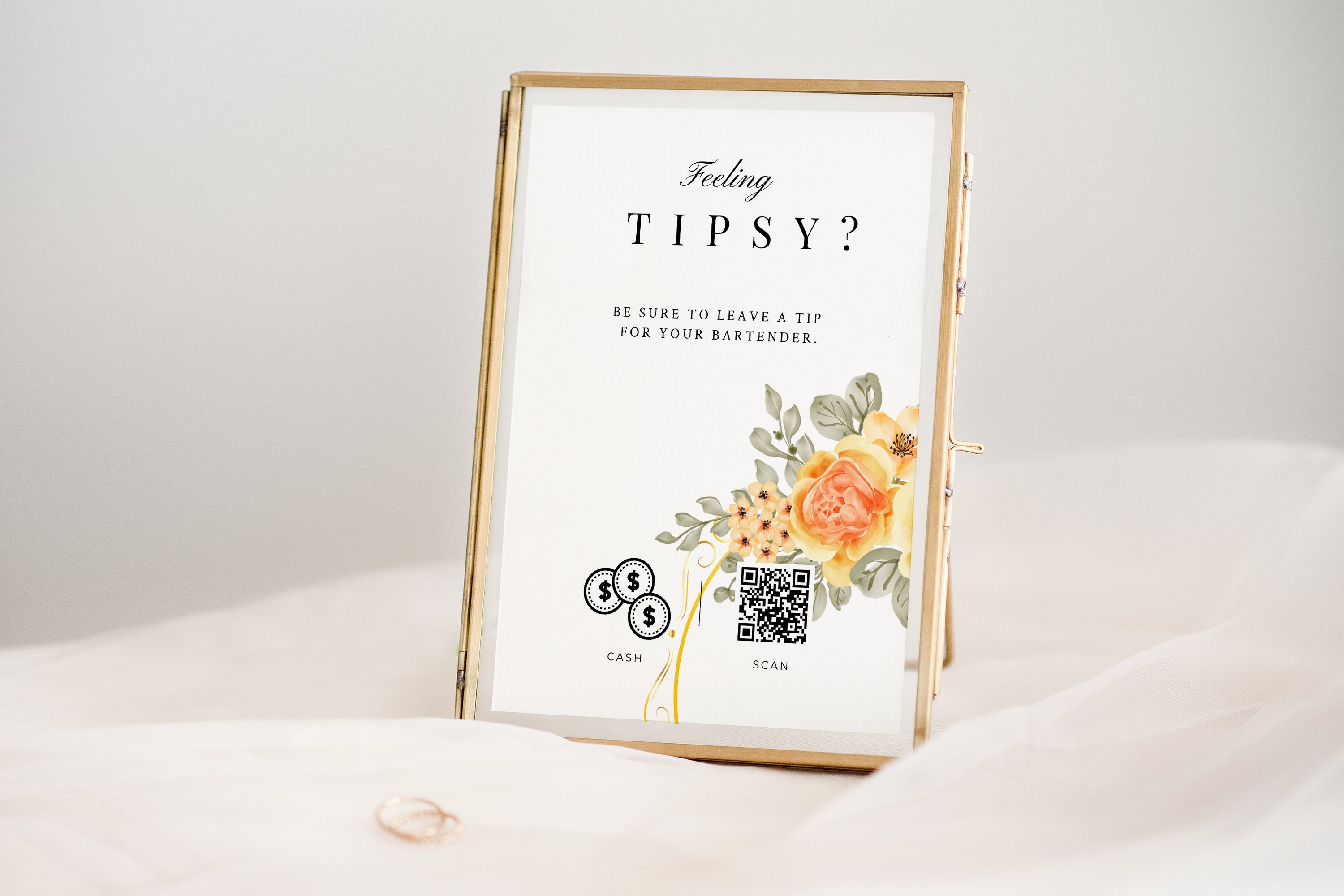 Minimalist Tip Your Bartender Sign Template Floral Wedding Bar Sign Tip ...