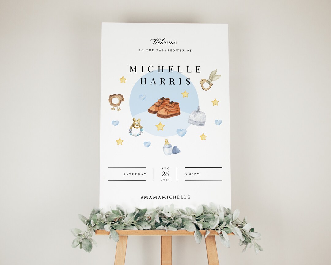 Boy Baby Shower Welcome Sign Template | Minimalist Welcome Sign | Baby ...