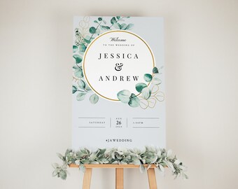 Eucalyptus Welcome Poster | Greenery Wedding Welcome Sign Template ...