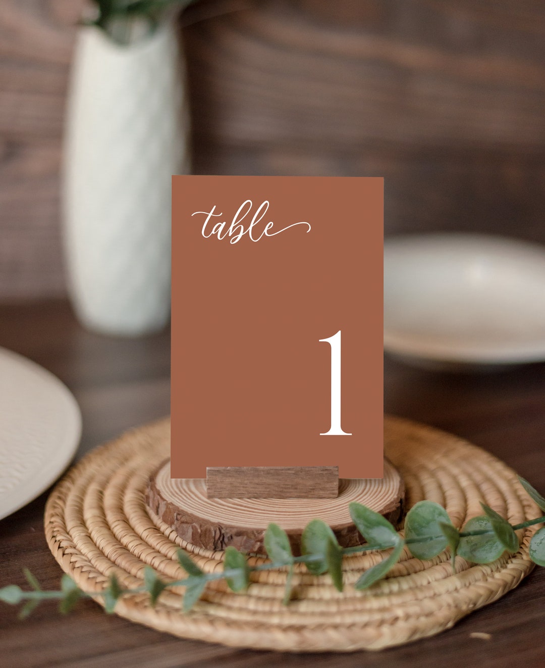 Terracotta Boho Wedding Table Numbers | Simple Table Number Card ...