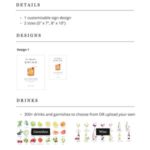 Single Signature Drink Sign Downloadable | Wedding Signature Cocktail ...