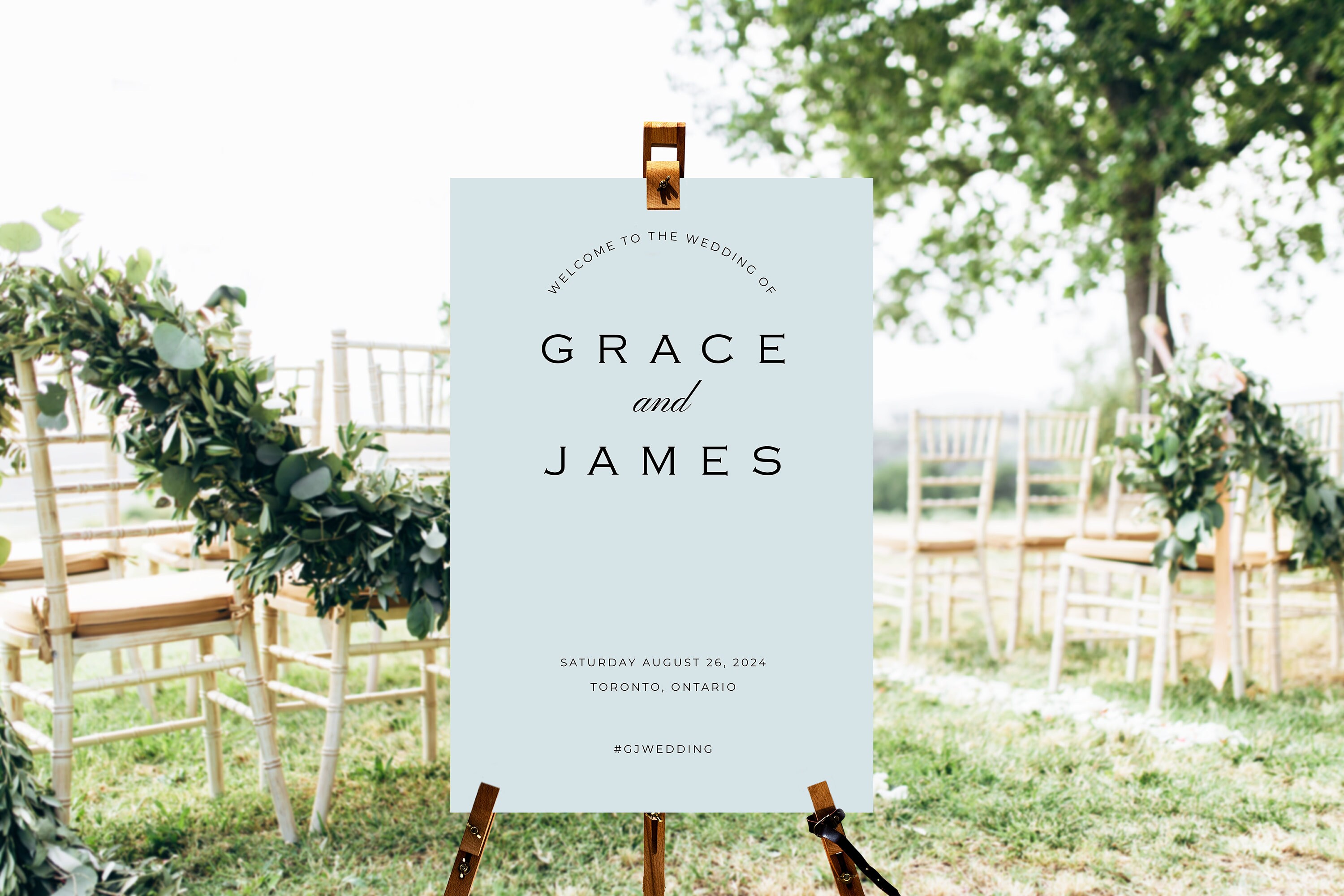 Dusty Blue Wedding Welcome Sign Template | Modern Wedding Welcome ...