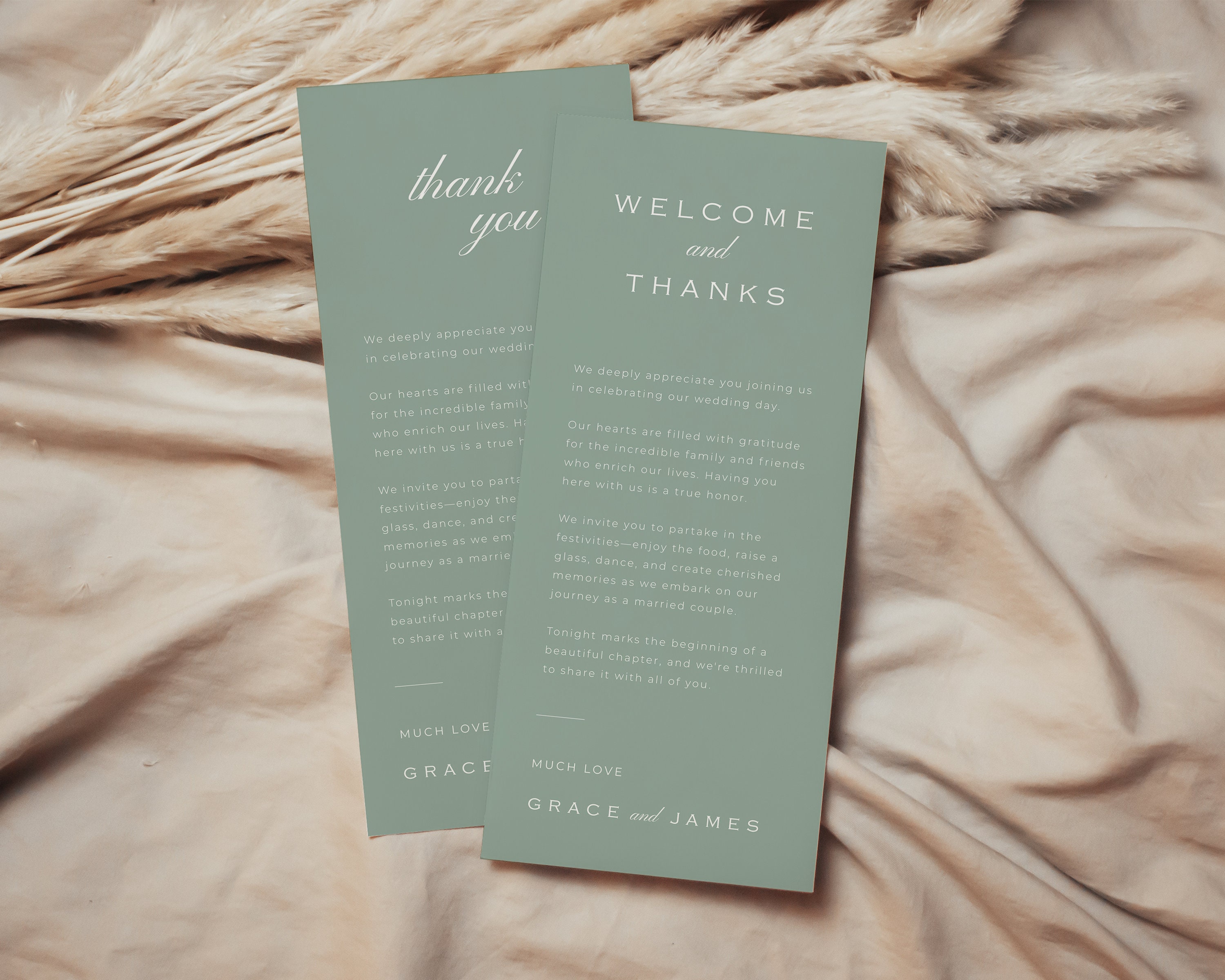 Sage Green Thank You Cards Wedding Plate Template | Minimalistic ...