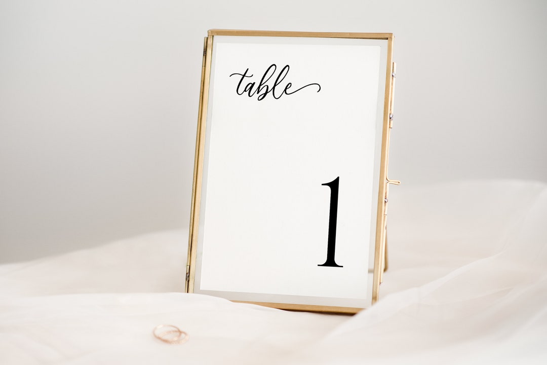 Minimalistic Wedding Table Number Sign | Simple Table Number Card ...