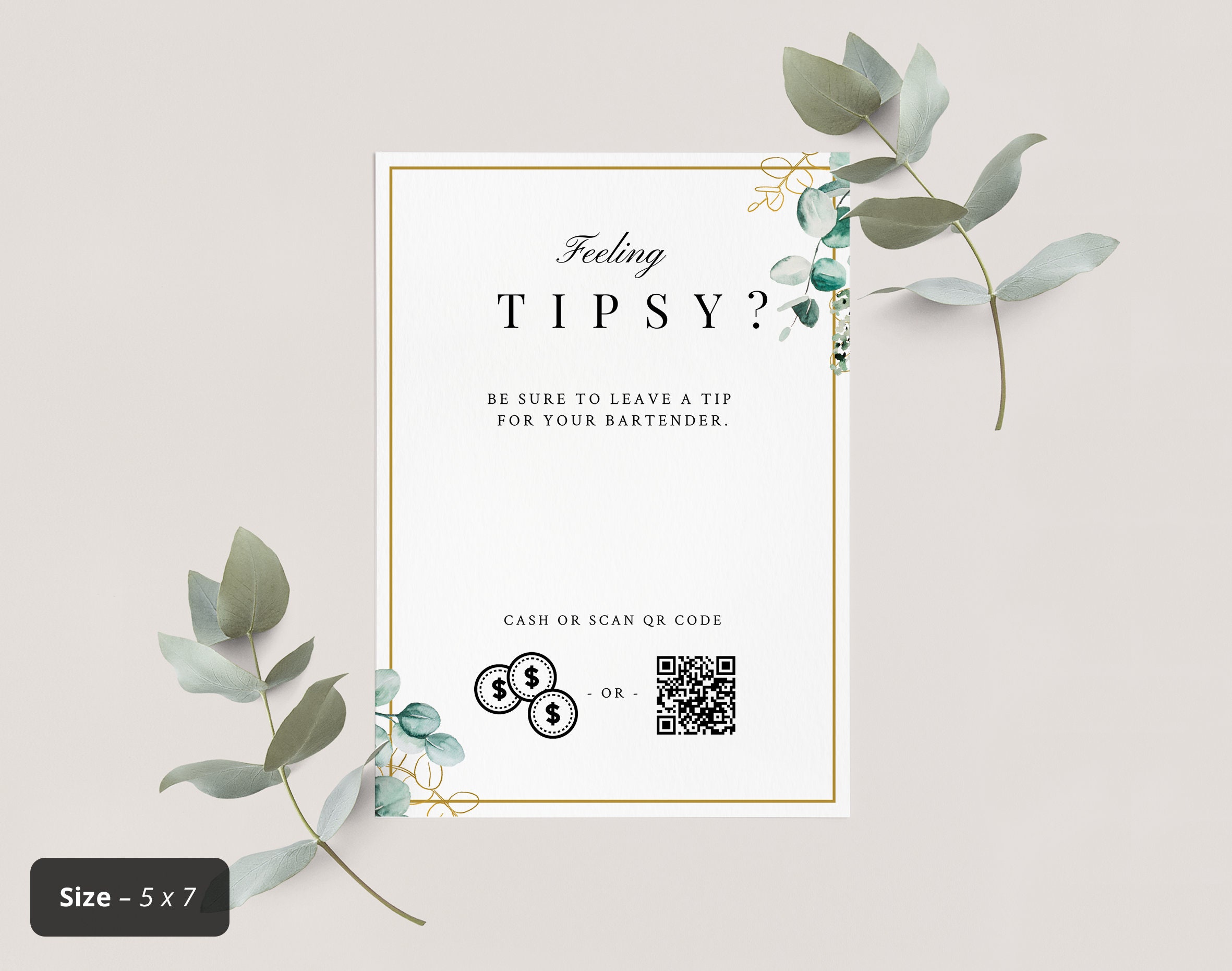 Minimalist Tip Your Bartender Sign Template Feeling Tipsy - Etsy