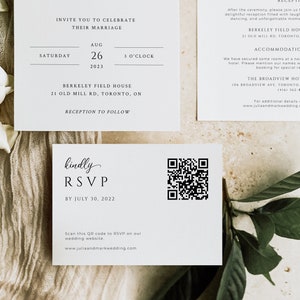 Wedding Invitation QR Code RSVP | Minimal Wedding Invite Suite | Modern ...