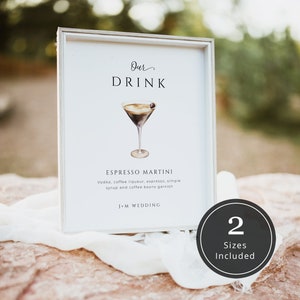 Single Signature Drink Sign With Photo | Signature Cocktail Sign ...