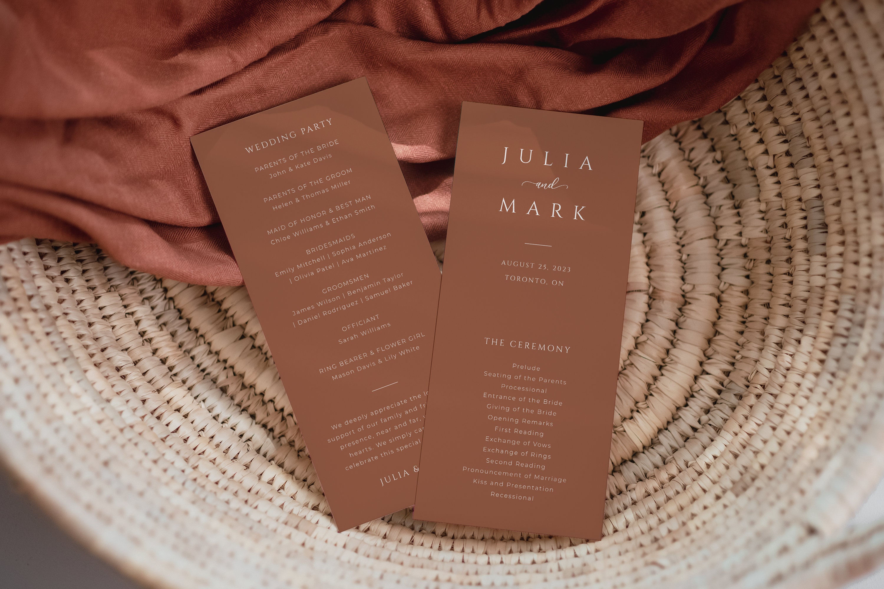 Church Wedding Ceremony Program Template | Terracotta Wedding Program ...