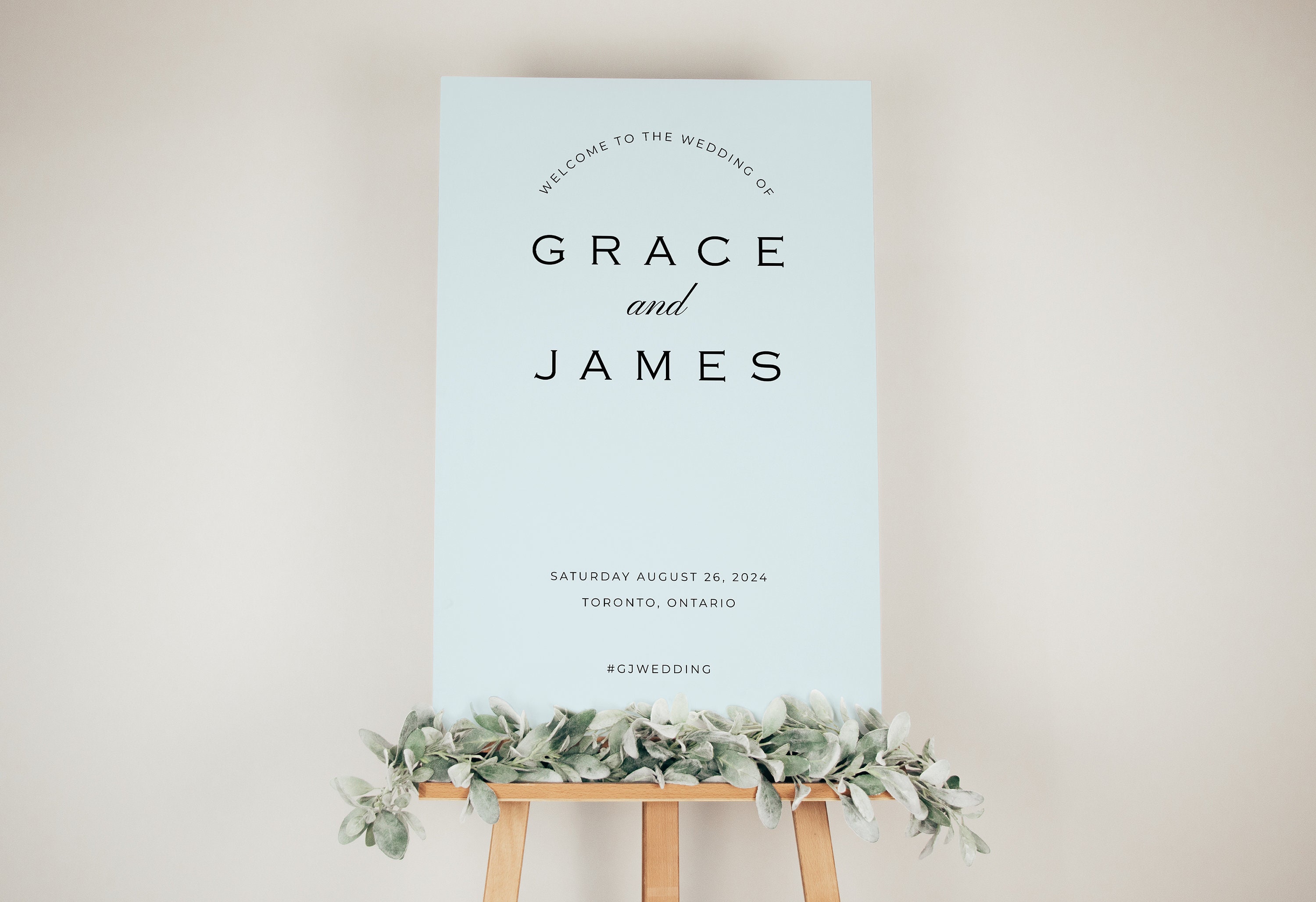 Dusty Blue Wedding Welcome Sign Template | Modern Wedding Welcome ...